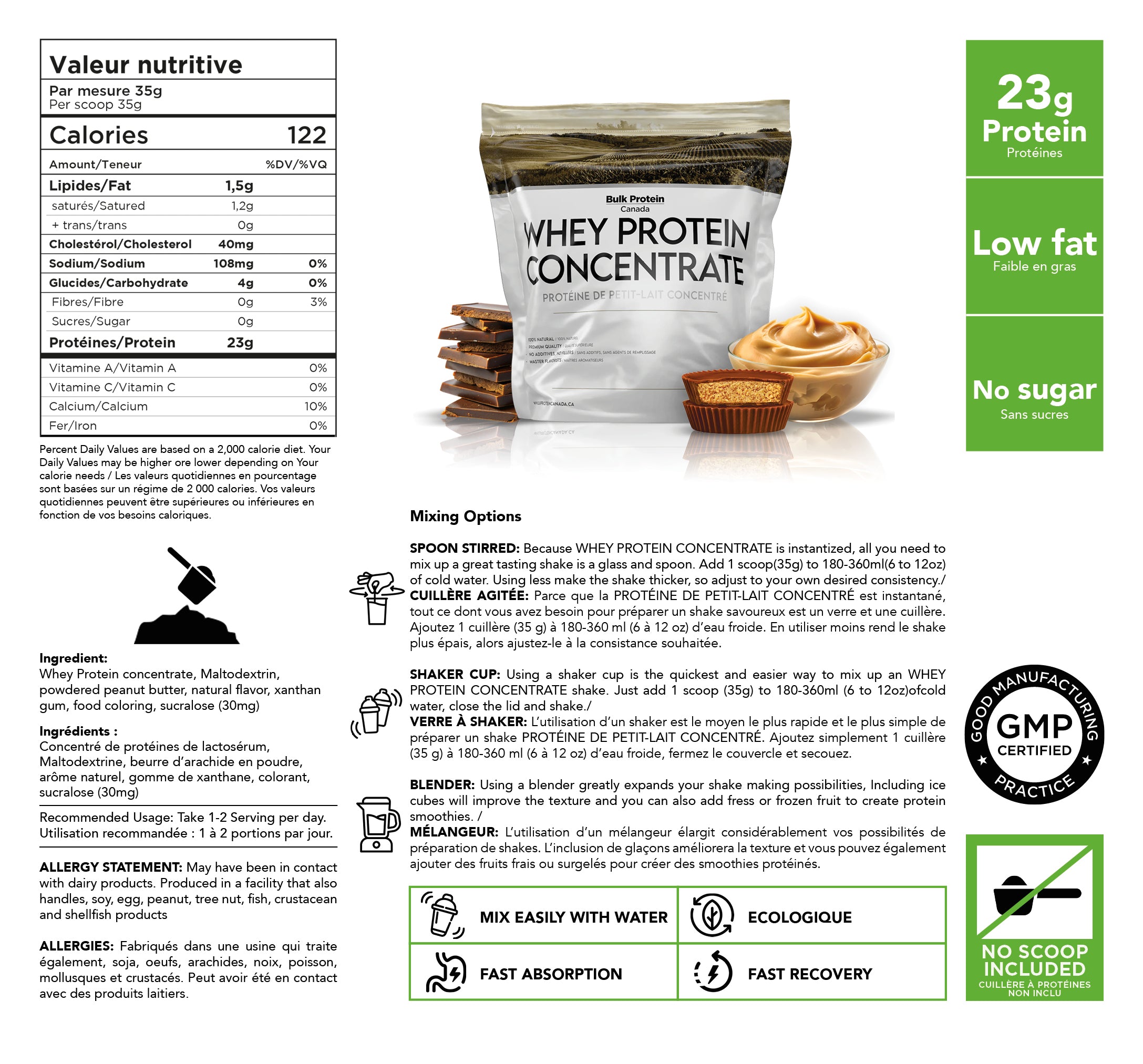 Bulk Whey Concentrate Protein - 100% Premium Canadien Powder | Pure ...